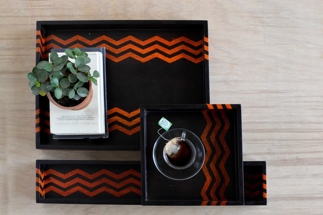 Solid Wood Long Rectangular and Square Set of 3 Serving Trays - Etsy