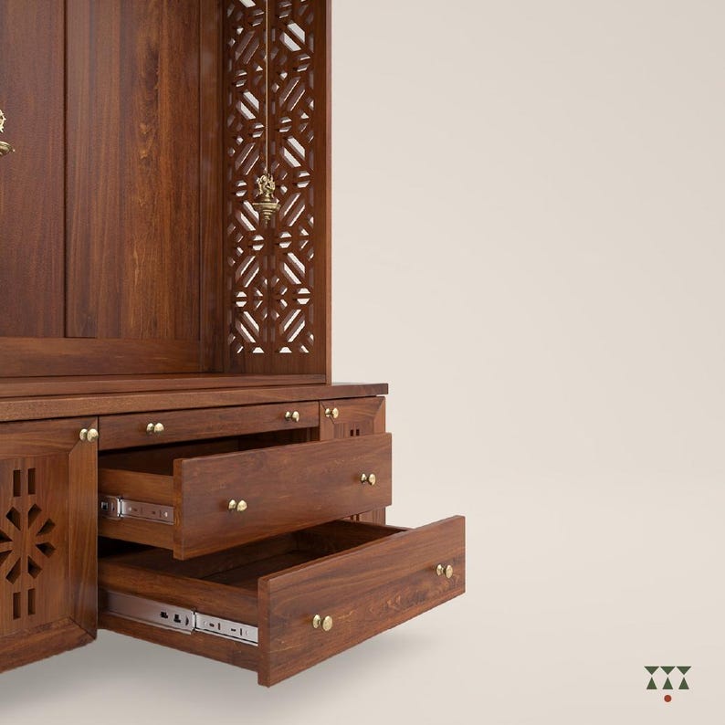 Aath - Large Wooden Pooja Mandir for Home | Handcrafted Hindu Temple ...
