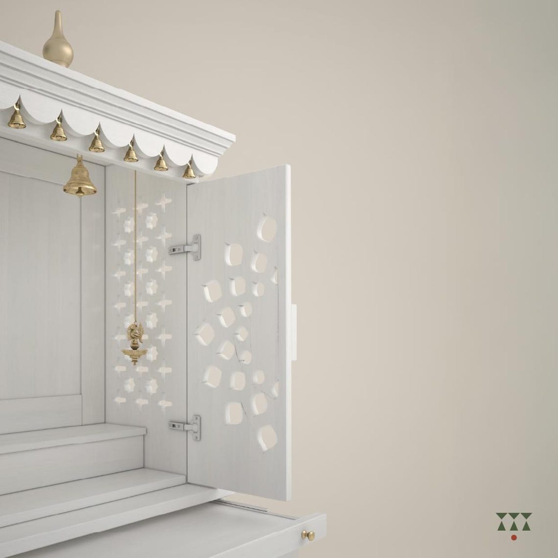 Gaurya - Ethnic Indian Pooja Mandir for Home | Wooden Temple With Doors ...