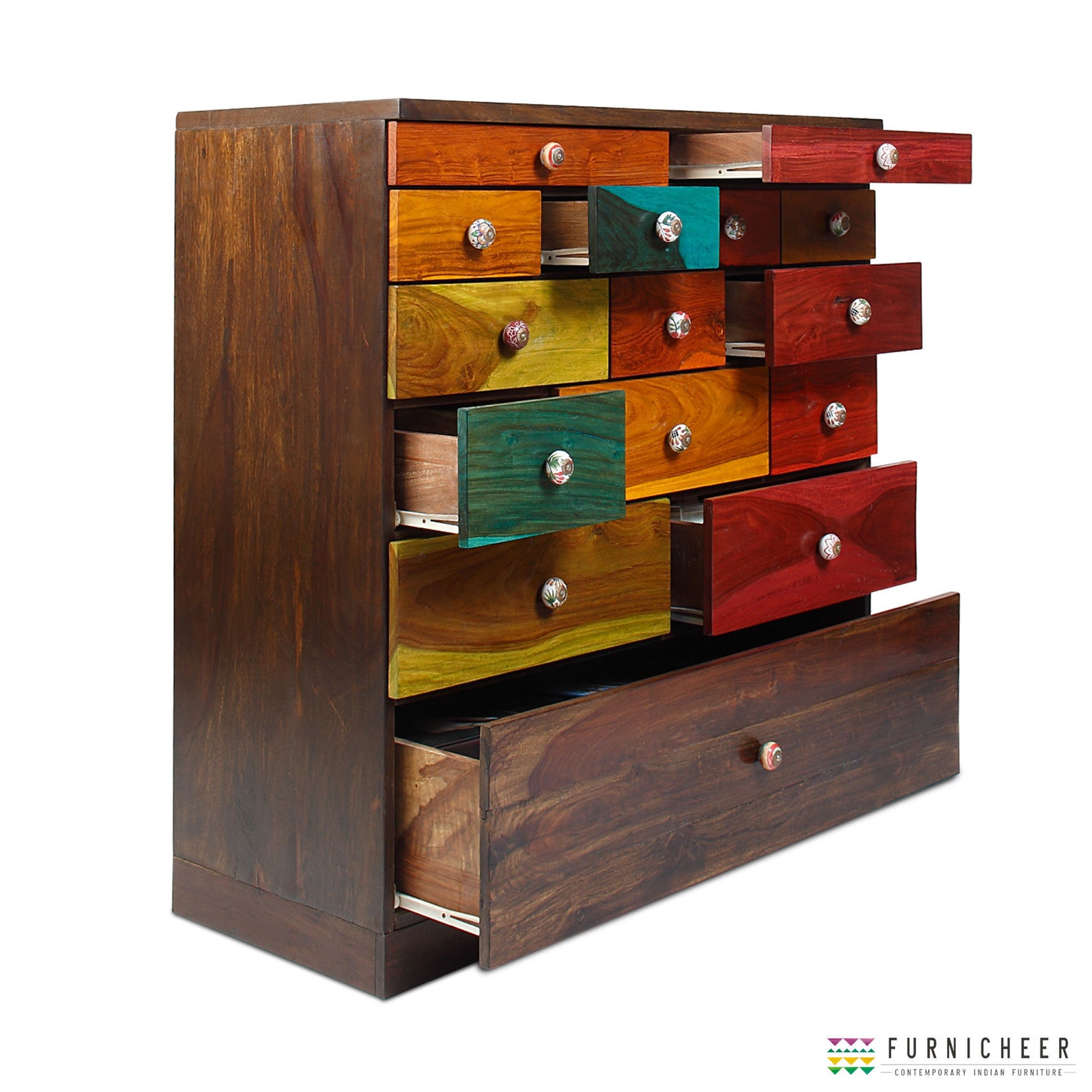 Solid Wood Contemporary Chest of Drawers With Multi Color PU - Etsy