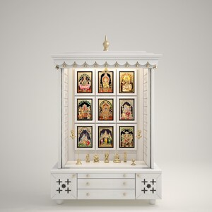 AMOD Beautifully Crafted Free-standing Puja Temple With Door, Tray ...