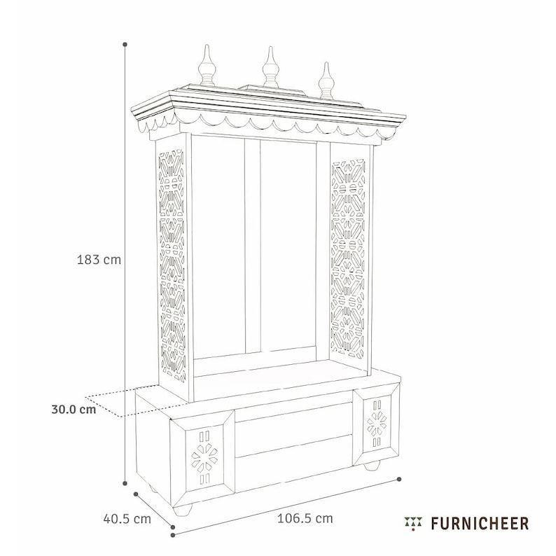 Aath - Large Wooden Pooja Mandir for Home | Handcrafted Hindu Temple ...