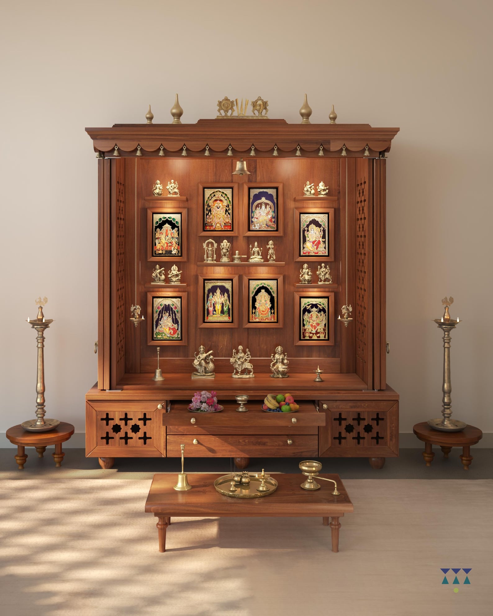 Bheema - Traditional Indian Wooden Hindu Temple for Home | Large ...