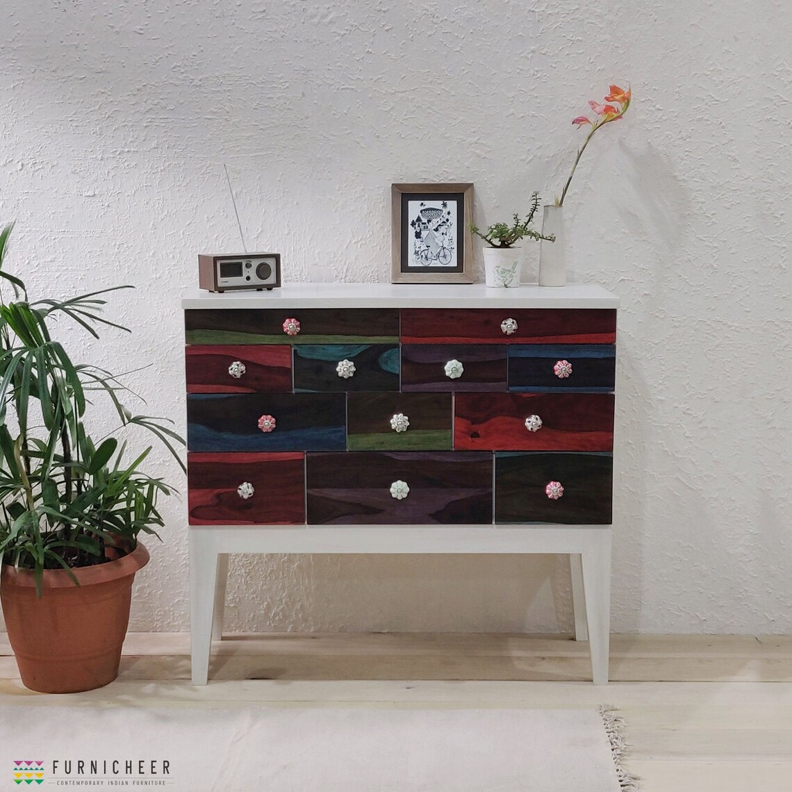 Solid Wood Contemporary Console Chest With Multi Color PU | Etsy