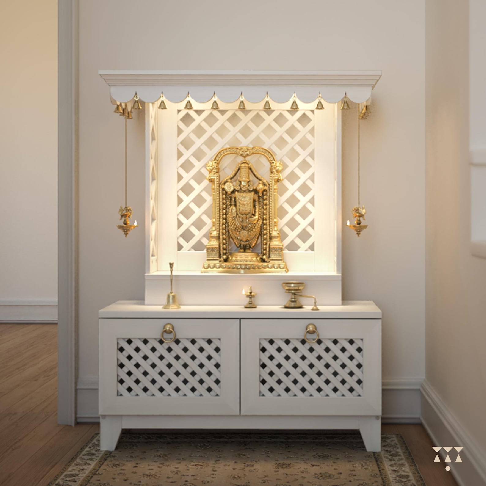 Avighna - Elegant Solid Wood Pooja Mandir | Wall-mounted Prayer Unit ...