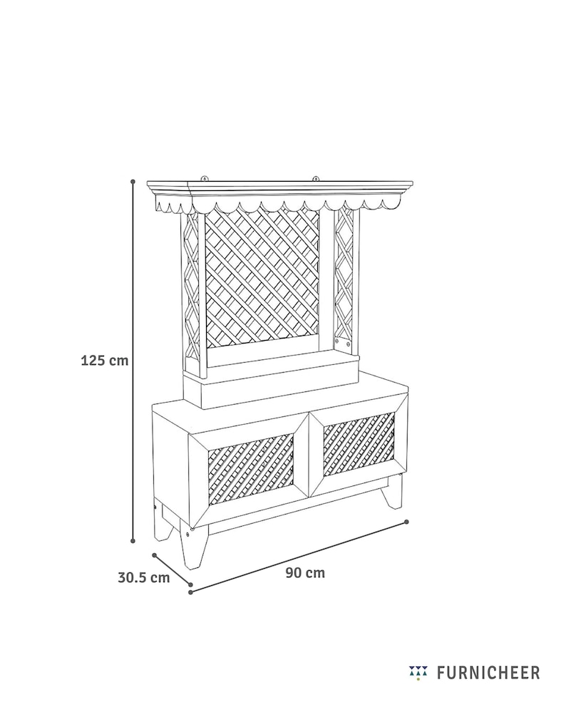 Avighna - Elegant Solid Wood Pooja Mandir | Wall-mounted Prayer Unit ...