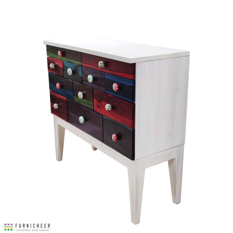 Solid Wood Contemporary Console Chest With Multi Color PU | Etsy