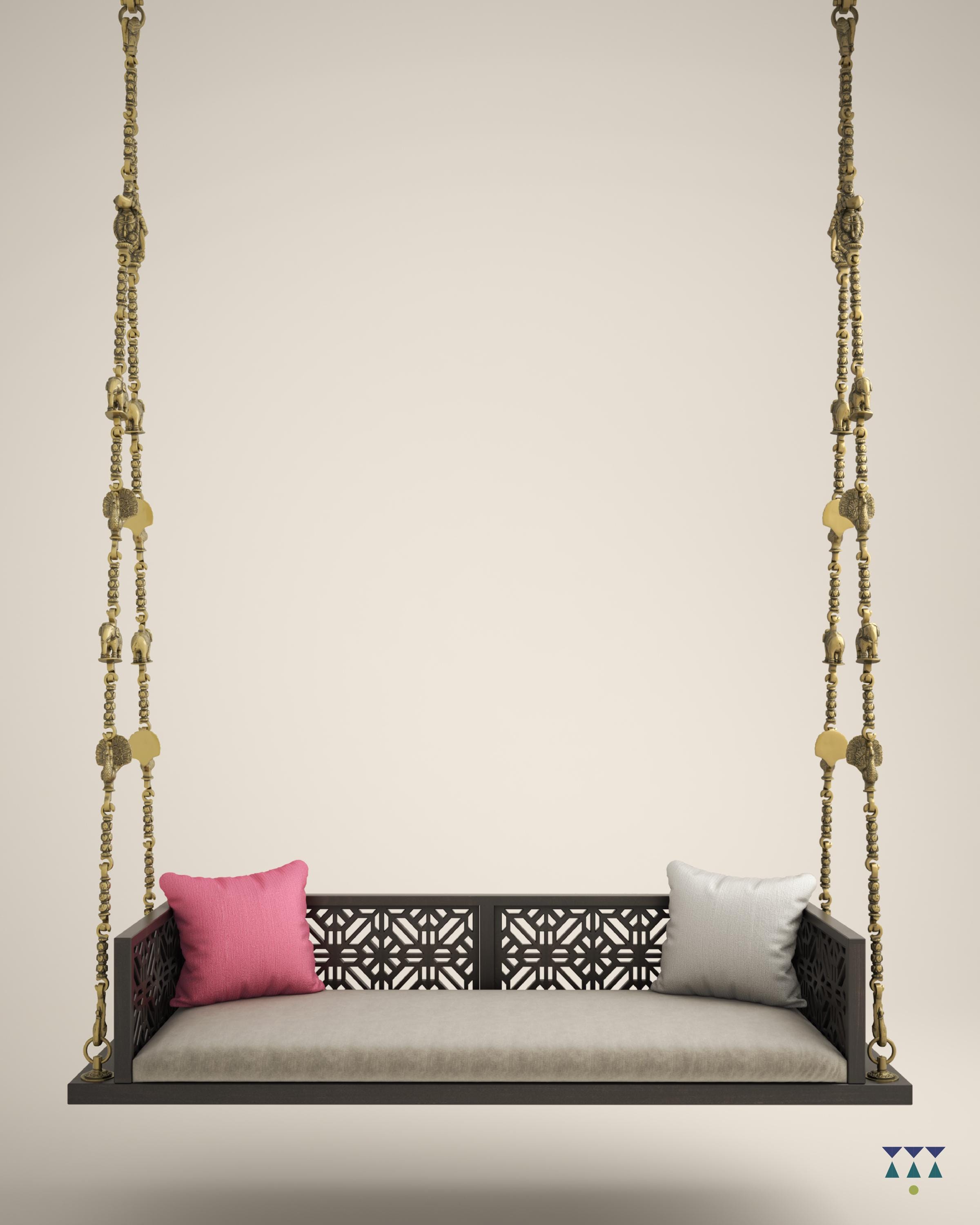 Ananta - Handcrafted Indian Swing Bench: Solid Wood Jhoola With Brass ...