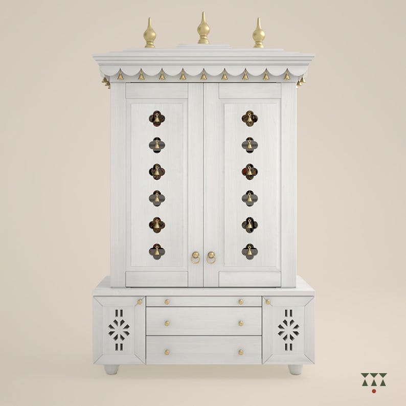 Aath - Large Handcrafted Pooja Mandir for Home | Wooden Hindu Temple ...