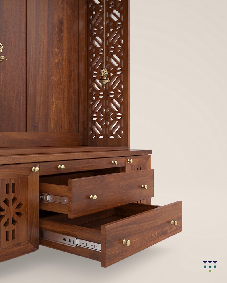 Aath - Large Wooden Pooja Mandir for Home | Handcrafted Hindu Temple ...