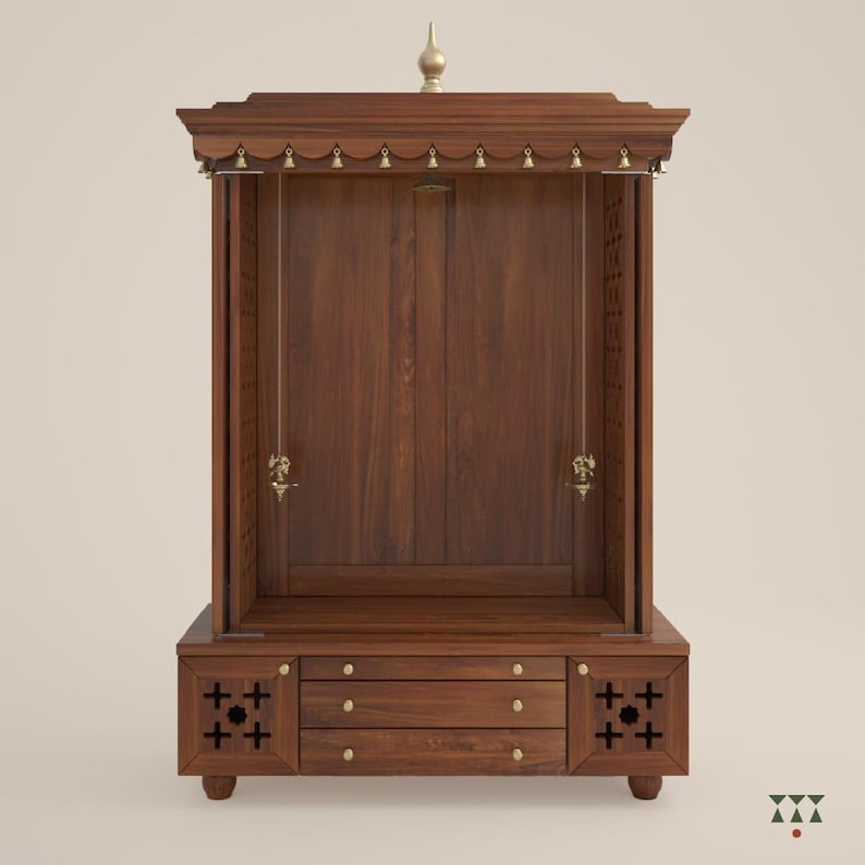 Amod - Large Wooden Pooja Mandir for Home | Handcrafted Hindu Temple ...