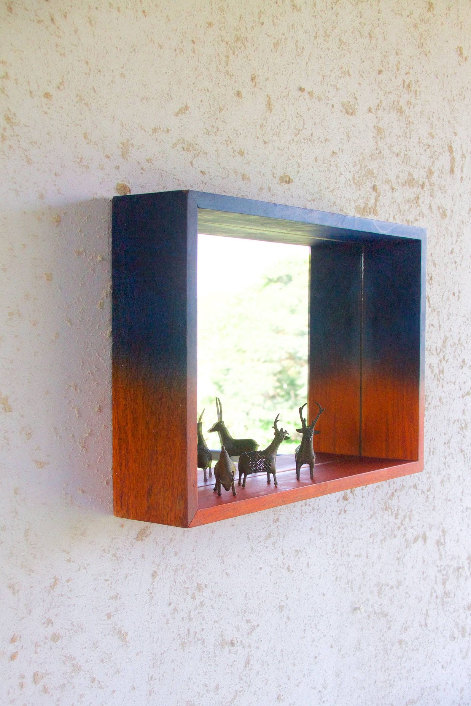 Wall Shelf Niche Mirror Medium Indigo Blue and Tangerine | Etsy