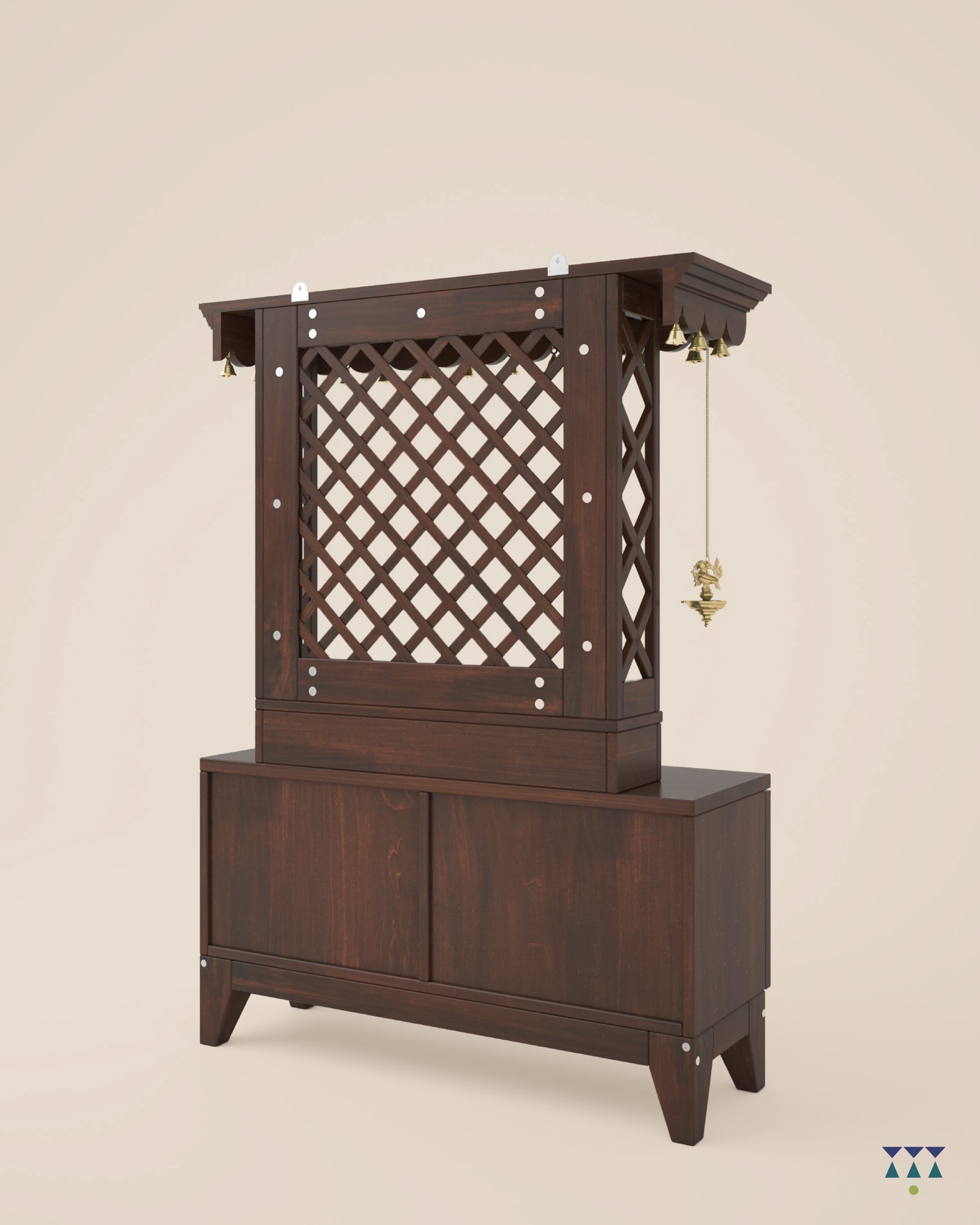 Avighna - Elegant Solid Wood Pooja Mandir | Wall-mounted Prayer Unit ...