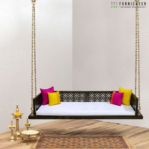 Solid Wood Handcrafted Indian Traditional Swing/jhoola With Carved Back ...
