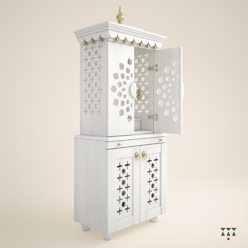 Gaurya - Ethnic Indian Pooja Mandir for Home | Wooden Temple With Doors ...
