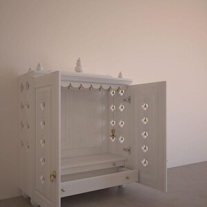 Ojas Solid Wood Table Mount Pooja Temple for Home With Door With a ...