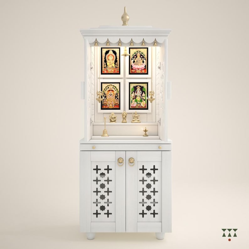 Gaurya - Ethnic Indian Pooja Mandir for Home | Wooden Temple With Doors ...