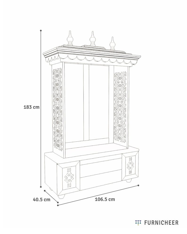 Aath - Large Wooden Pooja Mandir for Home | Handcrafted Hindu Temple ...