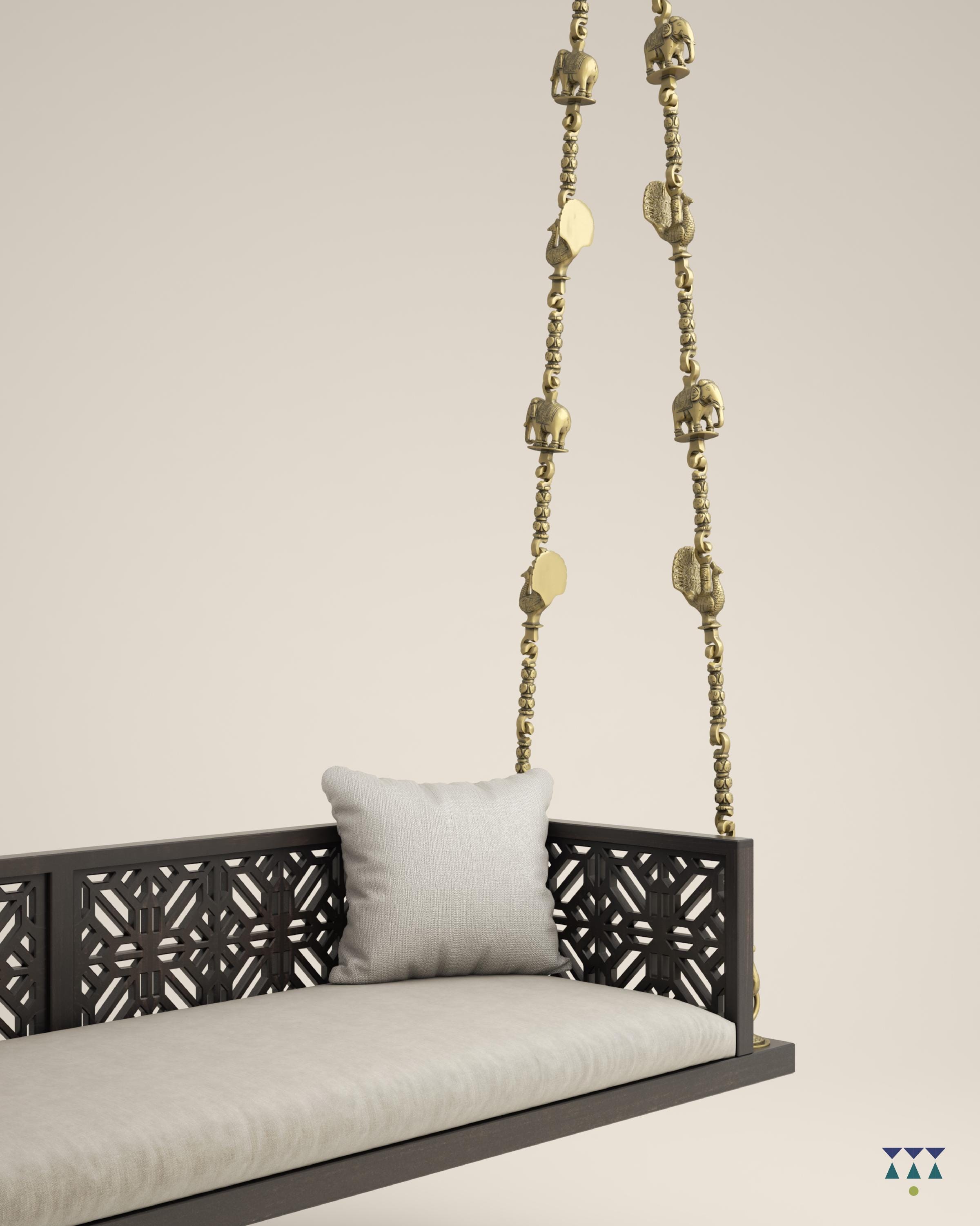 Ananta - Handcrafted Indian Swing Bench: Solid Wood Jhoola With Brass ...