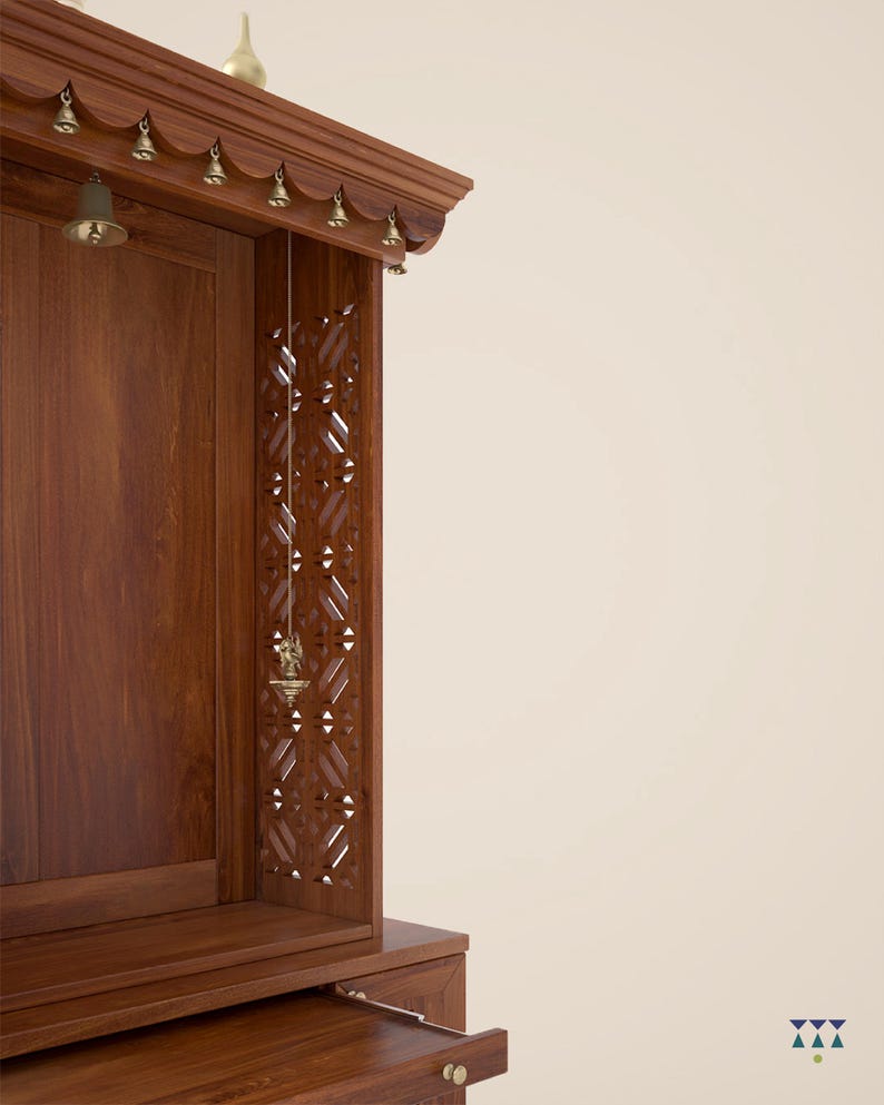 Aath - Large Wooden Pooja Mandir for Home | Handcrafted Hindu Temple ...