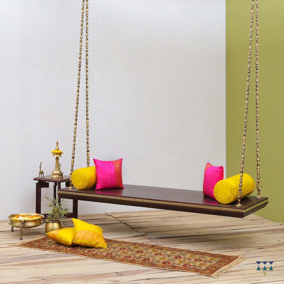 VRISA - A Solid Wood Indian Traditional Swing / Jhoola Finished With ...