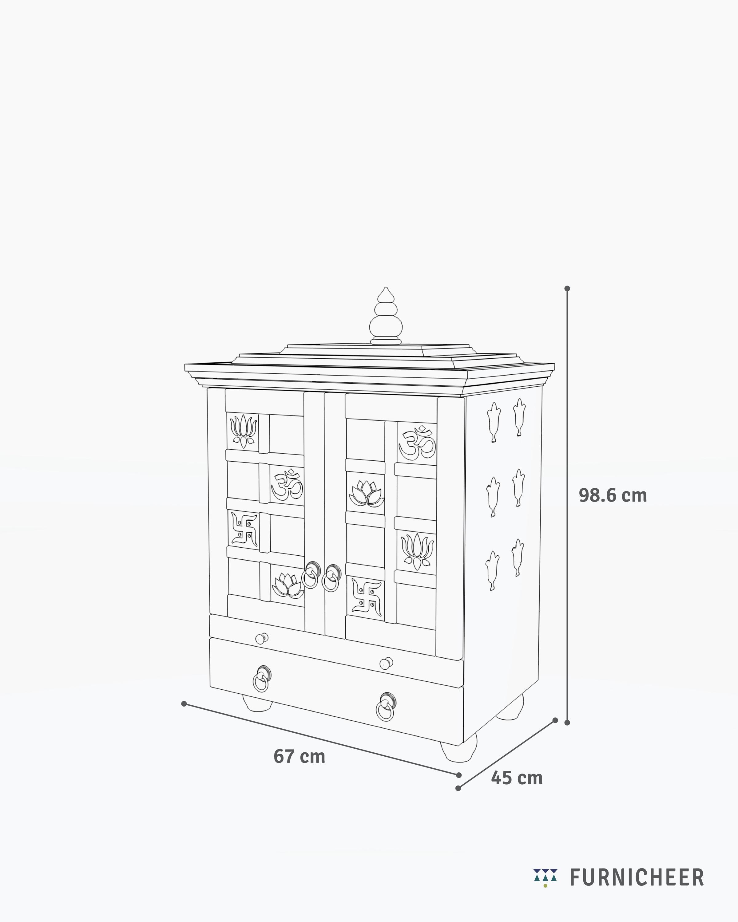 Shweta - Compact White Solid Wood Pooja Mandir for Home | Handcrafted ...