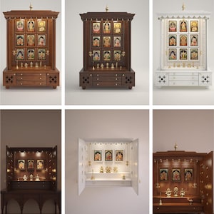 AMOD Beautifully Crafted Free-standing Puja Temple With Door, Tray ...