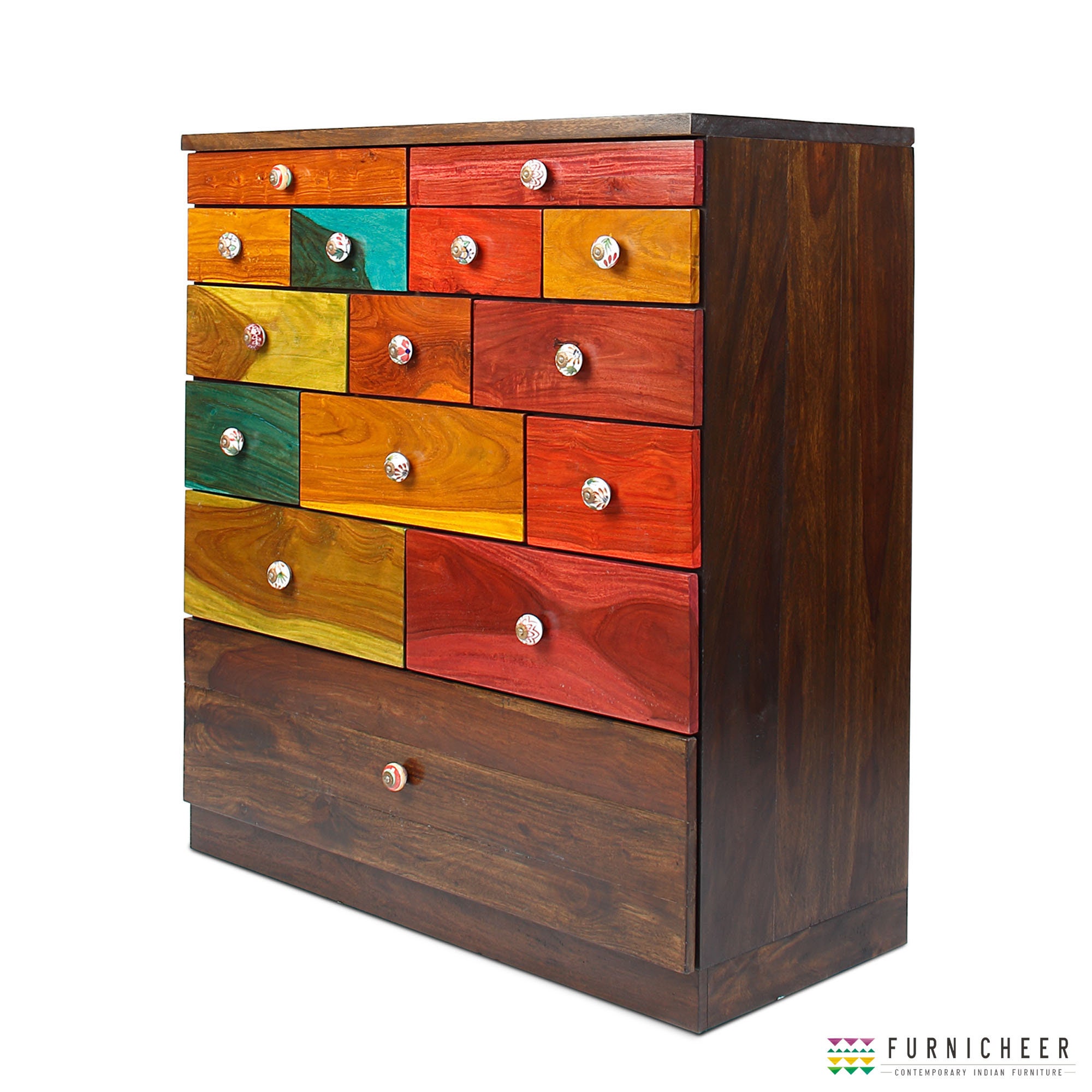 Solid Wood Contemporary Chest of Drawers With Multi Color PU - Etsy