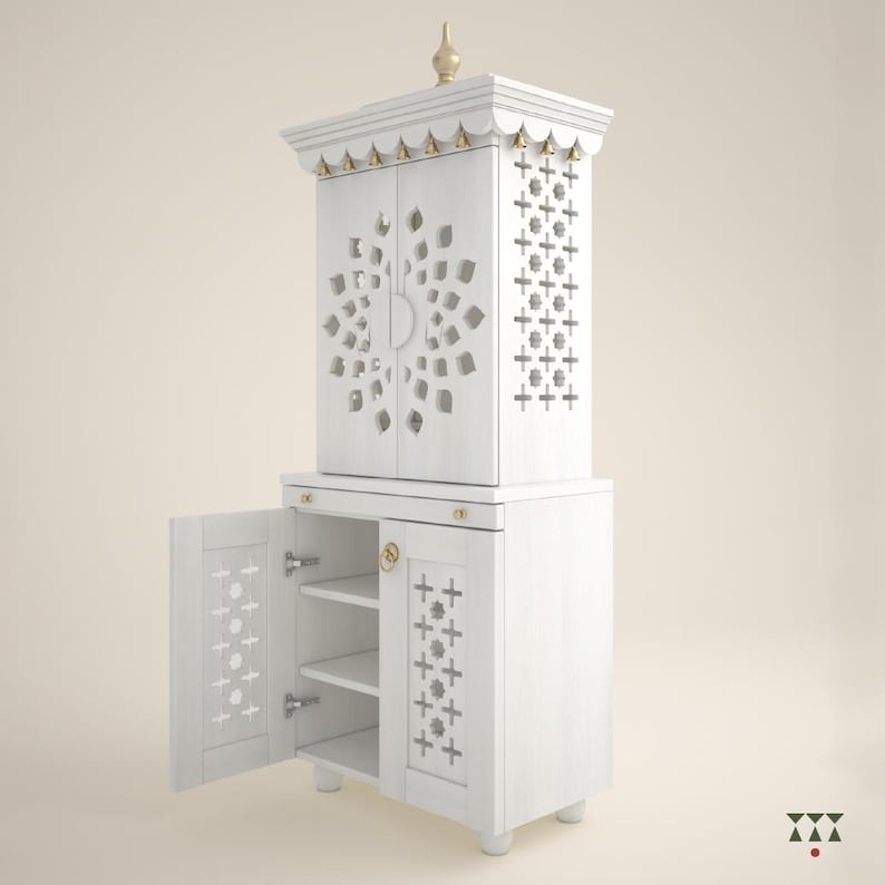 Gaurya - Ethnic Indian Pooja Mandir for Home | Wooden Temple With Doors ...