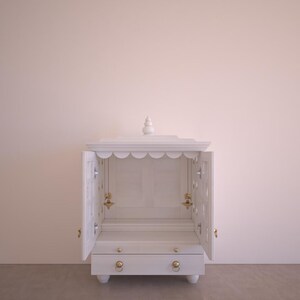 SHWETA Solid Wood White Pooja Mandir for Home With Door With a Slide ...