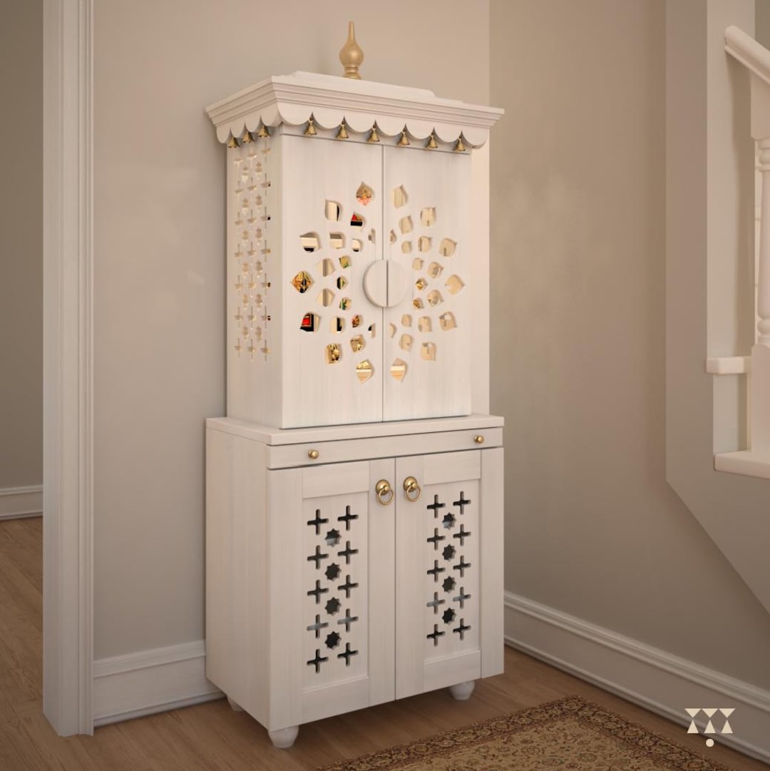Gaurya - Ethnic Indian Pooja Mandir for Home | Wooden Temple With Doors ...