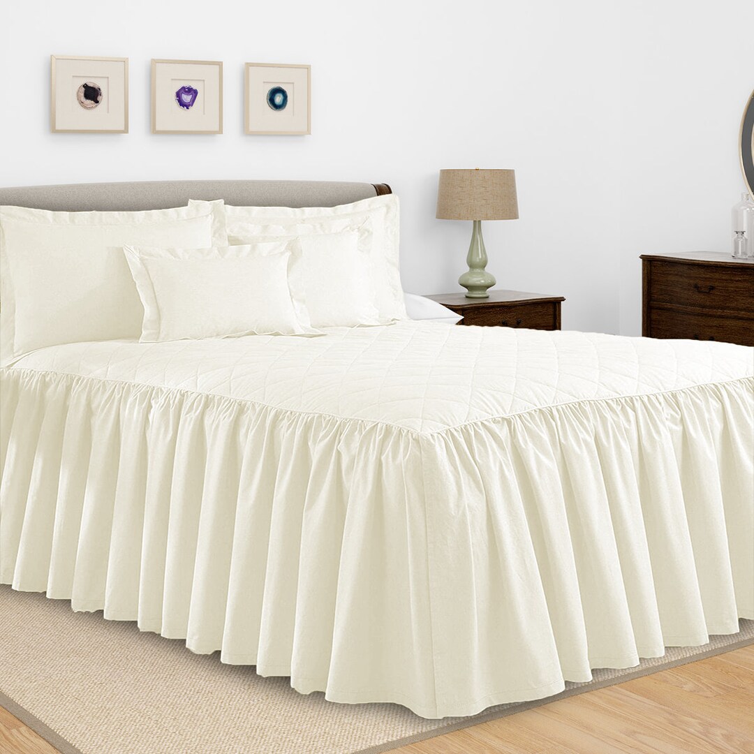 Quilted Bedspread Set 100% Cotton 400TC Solid Color for Spring and ...