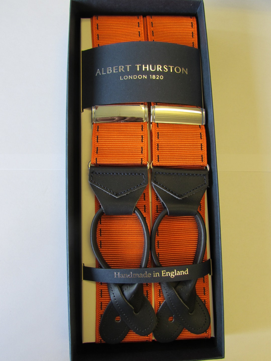 Albert Thurston Orange & Navy Stitch Leather End Braces - Etsy