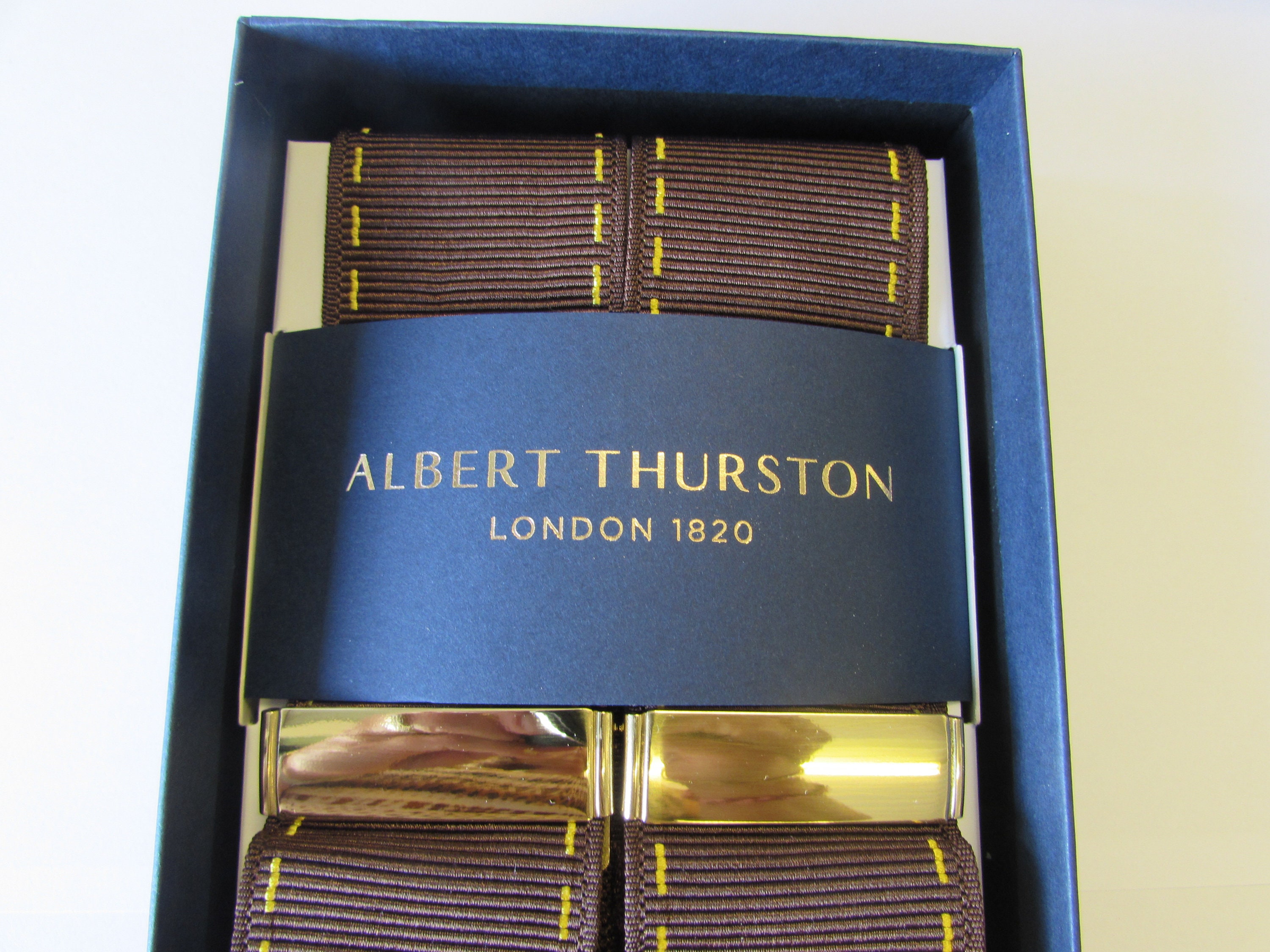 Albert Thurston Brown & Yellow Stitch Leather End Braces - Etsy