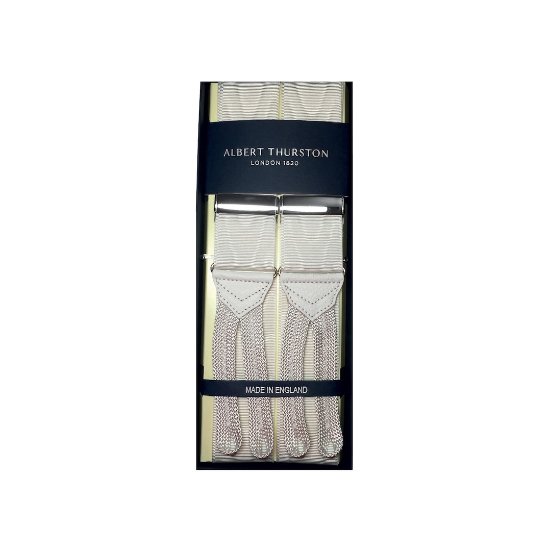 Albert Thurston Braces White Moire With White Braid Ends and Silver ...