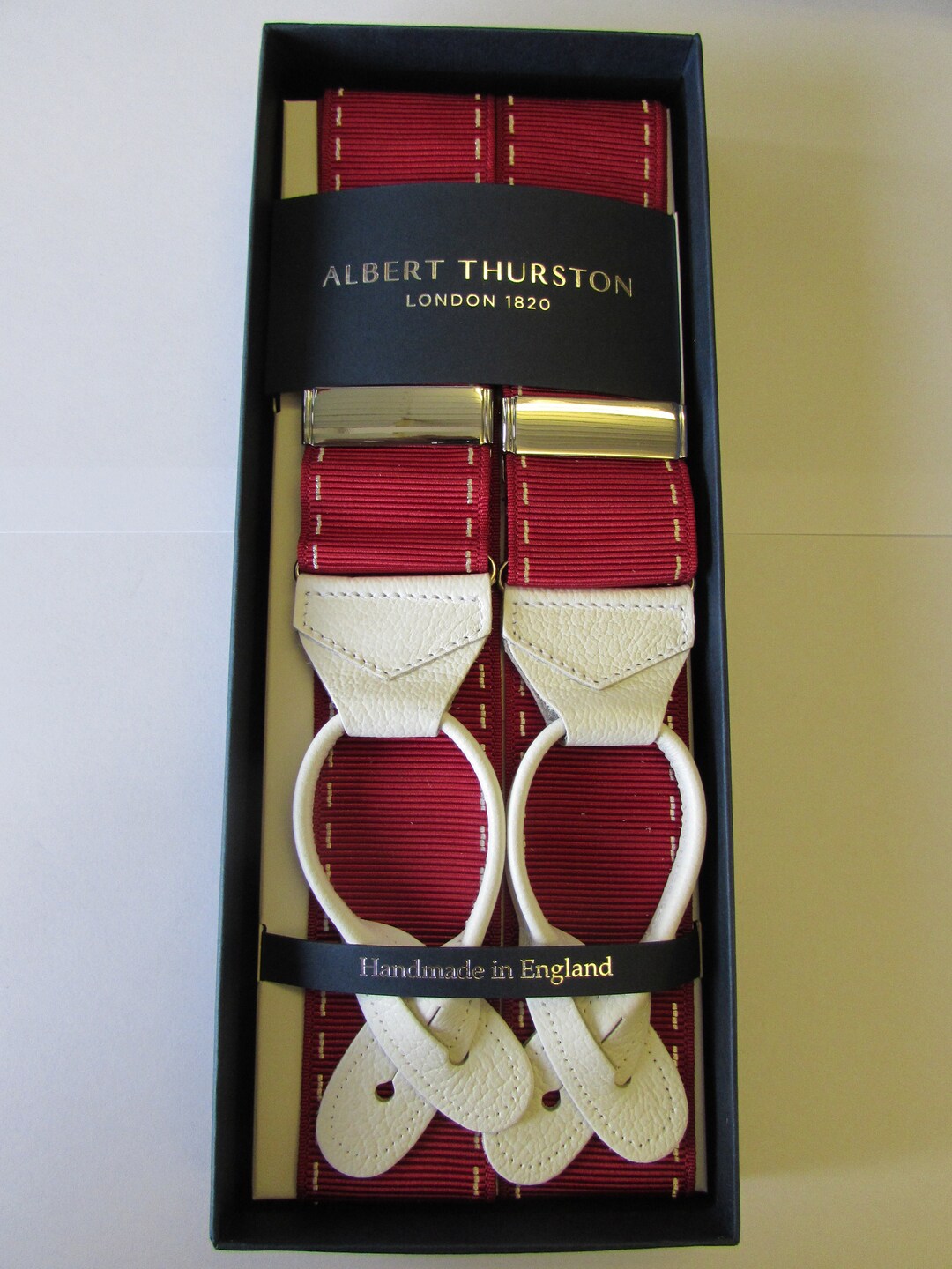 Albert Thurston Red & White Stitch Leather End Braces - Etsy