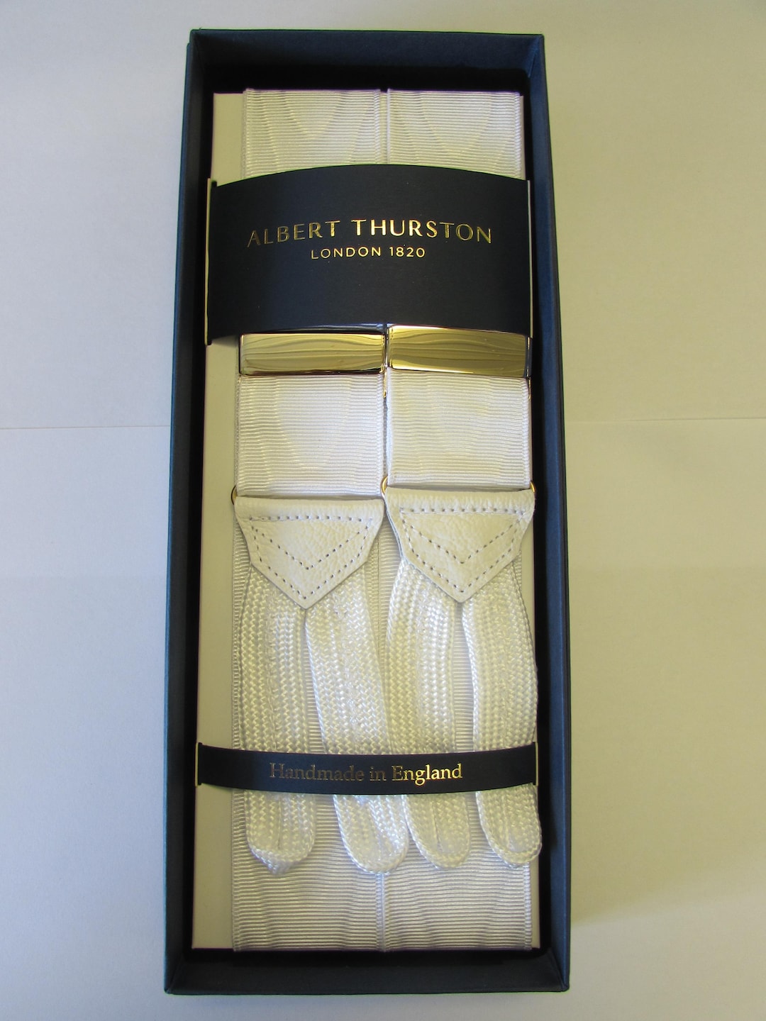 Albert Thurston White Moire With Gold Fittings Braid End Braces - Etsy