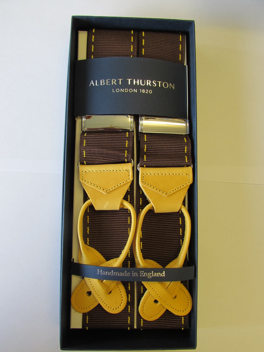 Albert Thurston Brown & Yellow Stitch Leather End Braces - Etsy