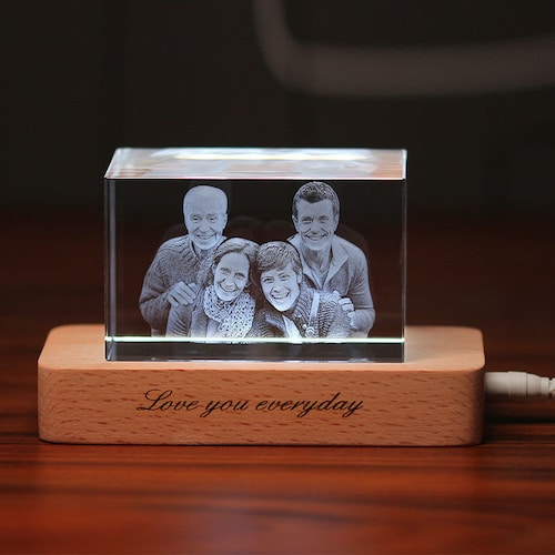 Custom 3D Crystal Photo Gift Personalized 3D Photo Engraved - Etsy