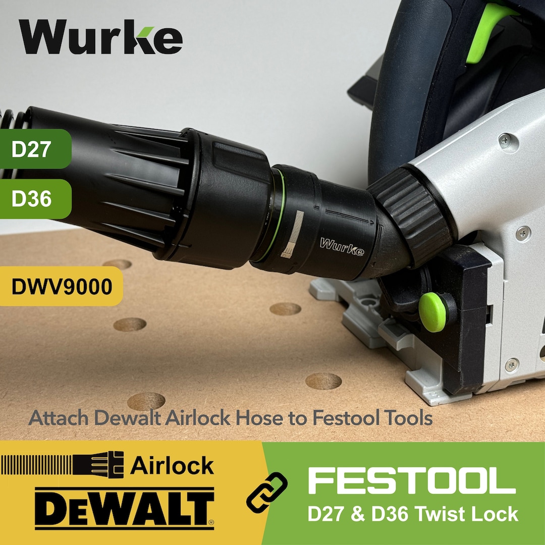 Dewalt Quick Connect Airlock Hose DWV9000 to Festool Twist Lock D27 ...