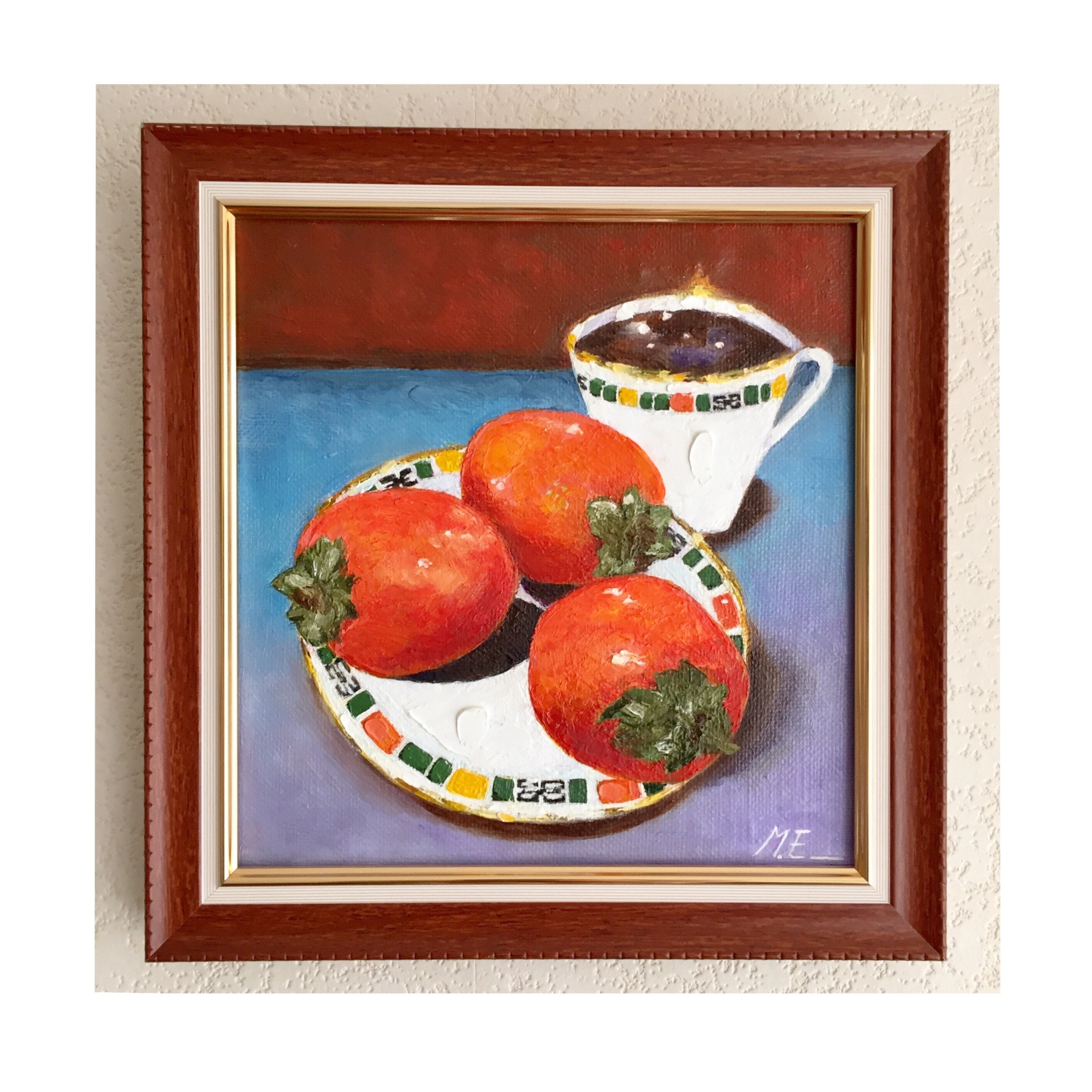 Drawing & Illustration Pastel Persimmon Original Oil Pastel Painting ...