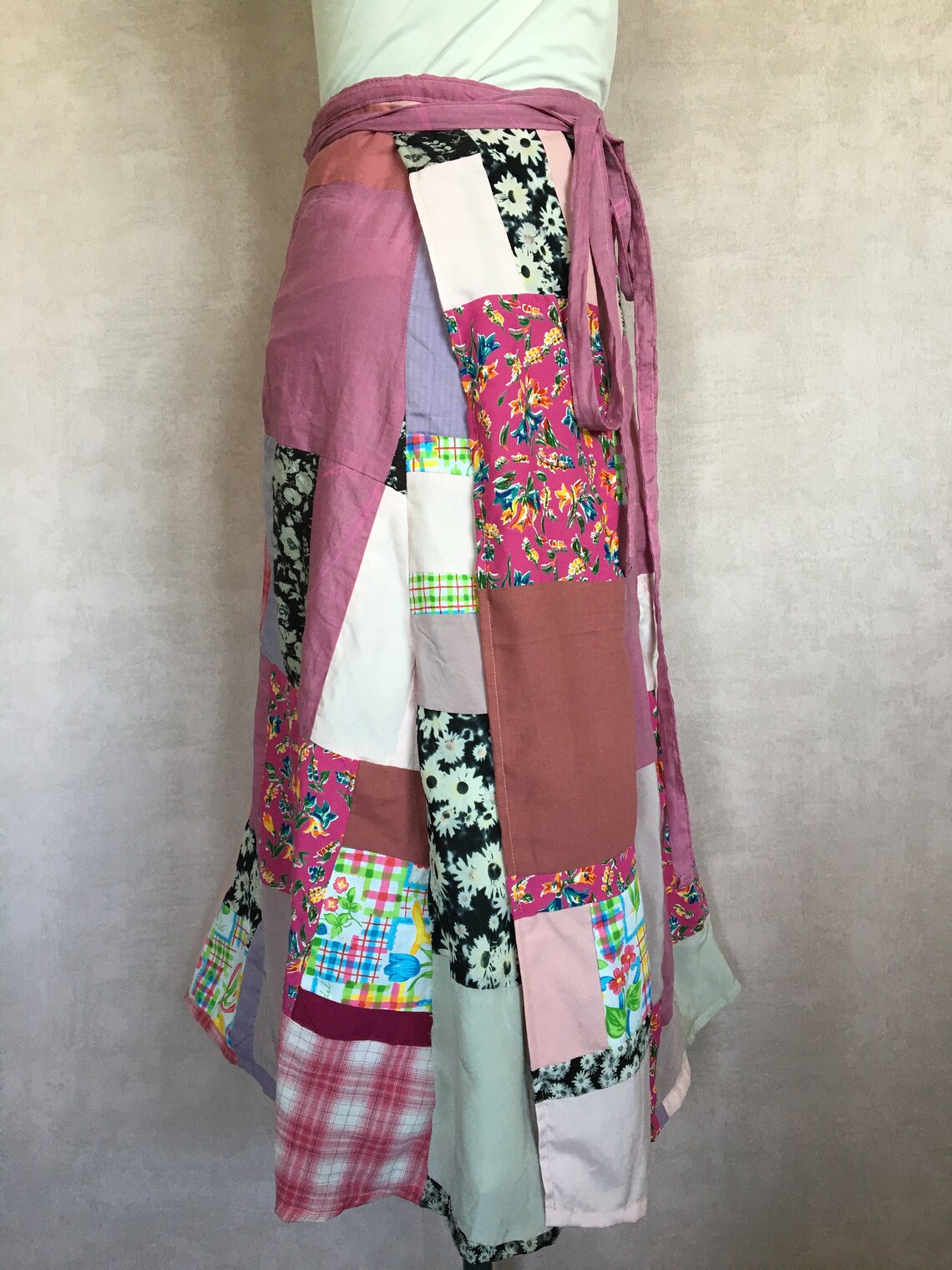 Pink Patchwork Wrap Skirt, #255 - Etsy