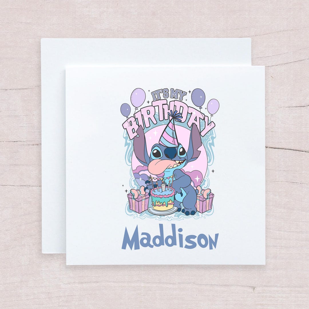 Stitch Birthday Card, Personalised Disney Card for Birthday, Happy ...
