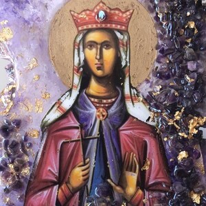 Religious Icons Saint Alice Aliki Art Handmade With Amethyst Natural ...