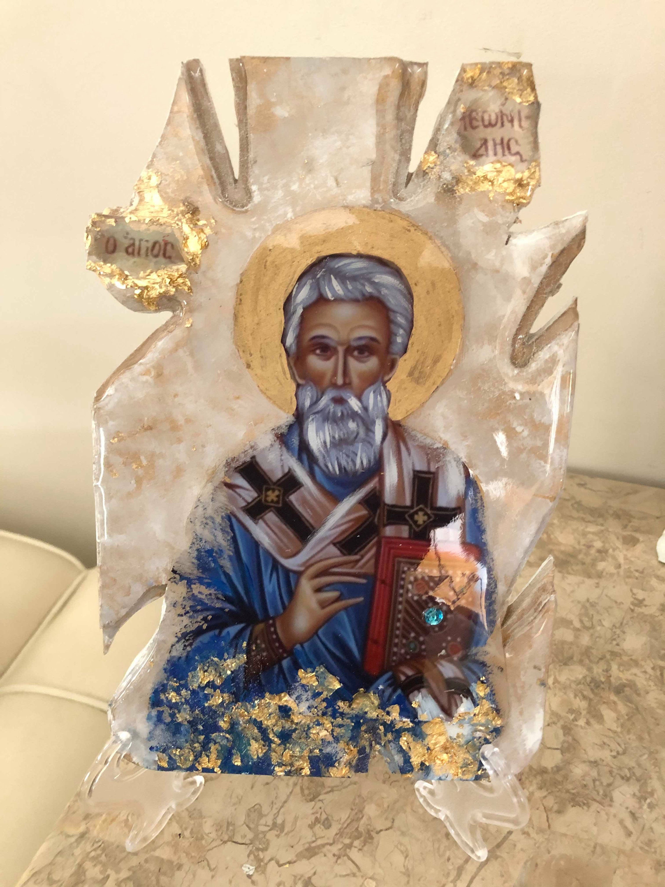 Religious icons Saint Leonidas art handmade 1 off piece | Etsy