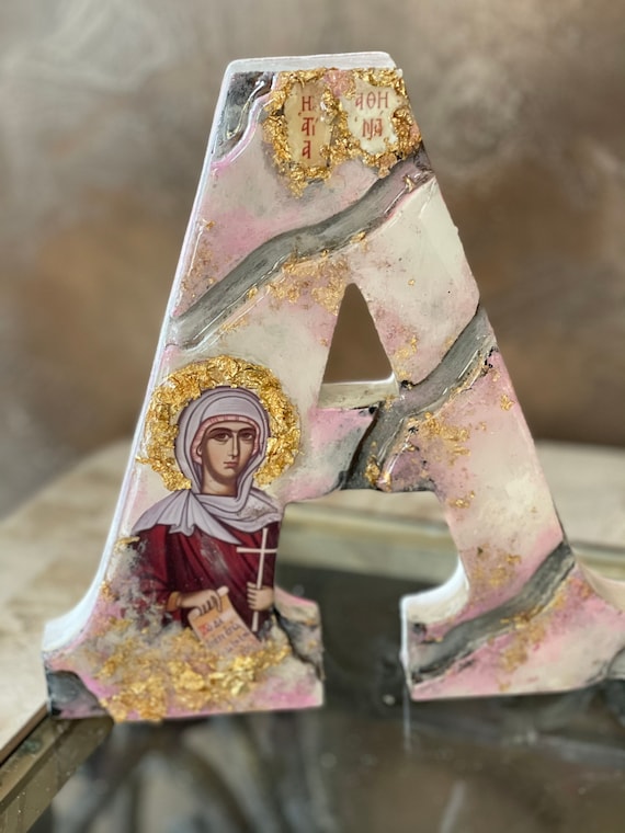 Saint Athina Letter A Art Religious Icon Custom Catholic | Etsy