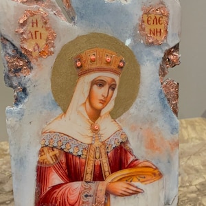 Religious Icons Saint Eleni Art Handmade 1 off Piece Orthodox Catholic ...