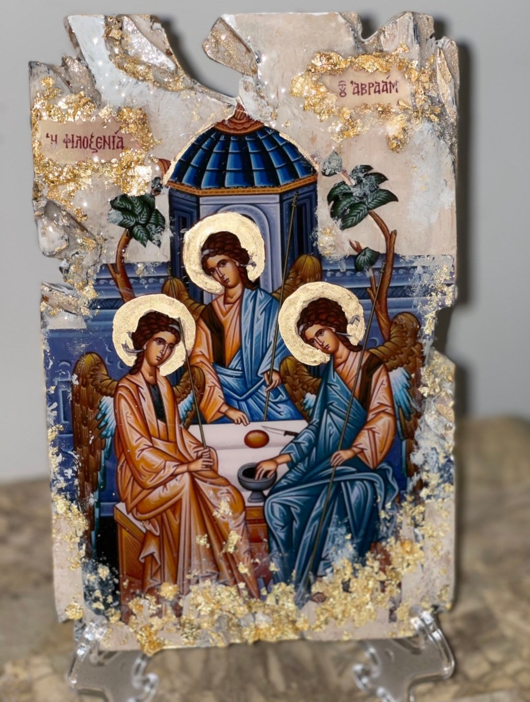 Religious Icons the Hospitality of Abraham Art Handmade 1 off Piece ...