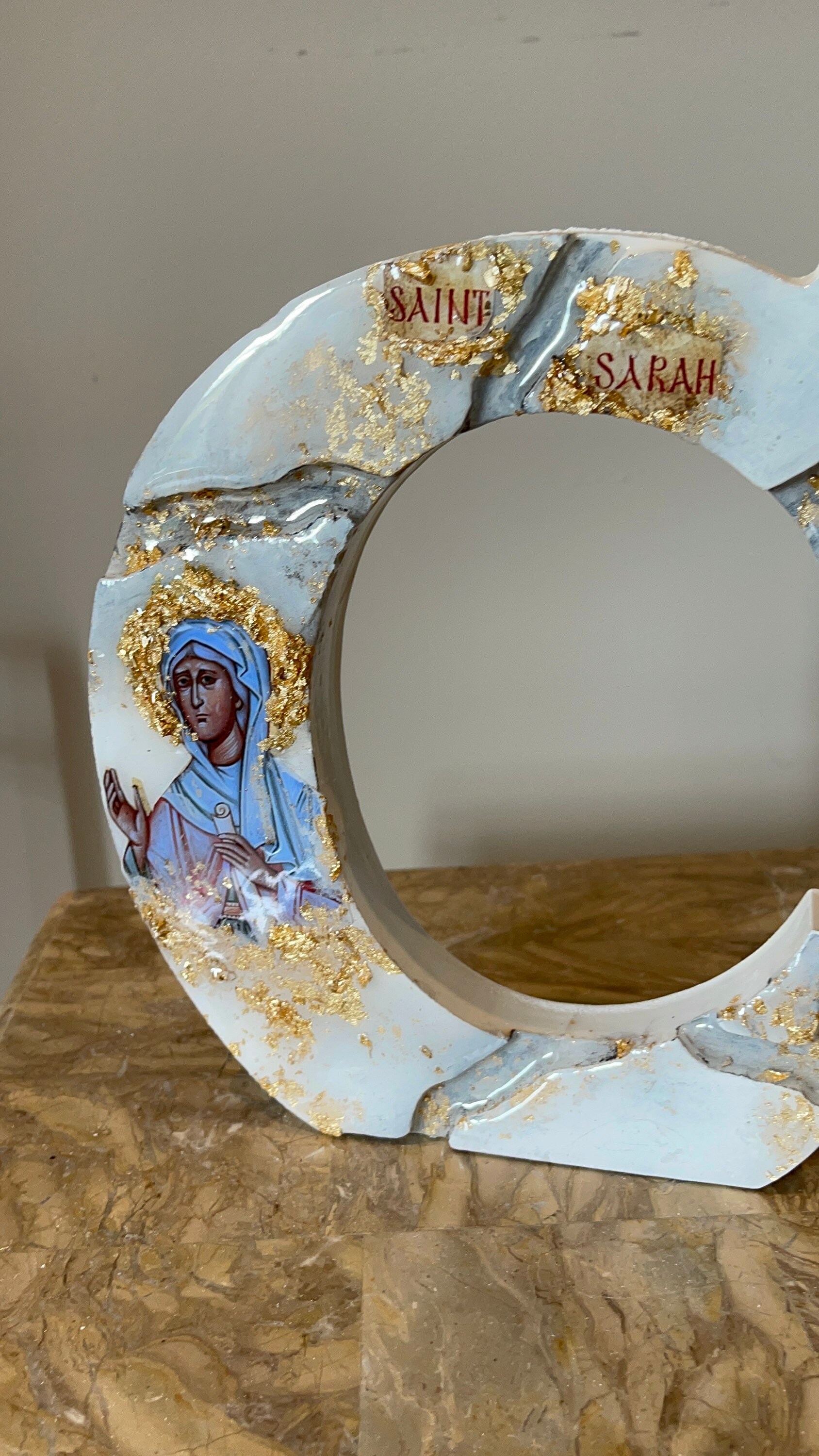 Saint Sarah Letter Art C Religious Icon Custom Letter and - Etsy