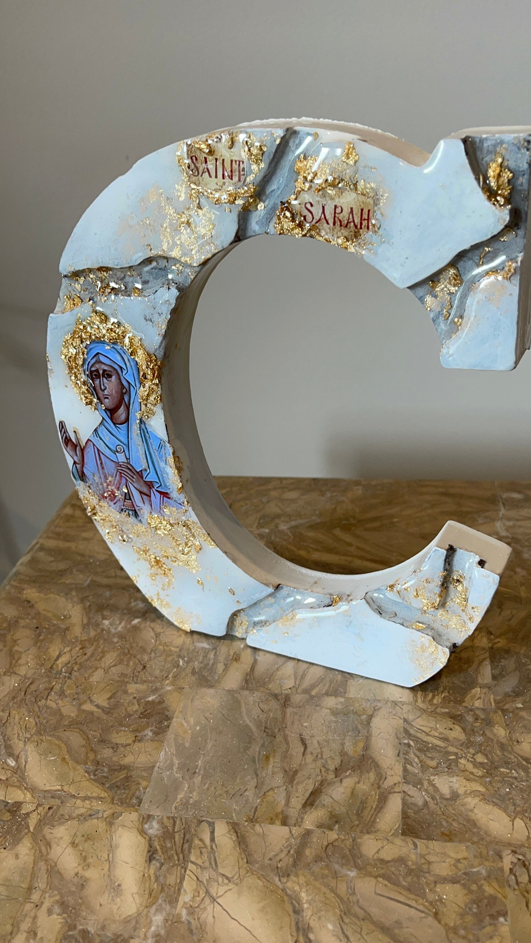 Saint Sarah Letter Art C Religious Icon Custom Letter and - Etsy
